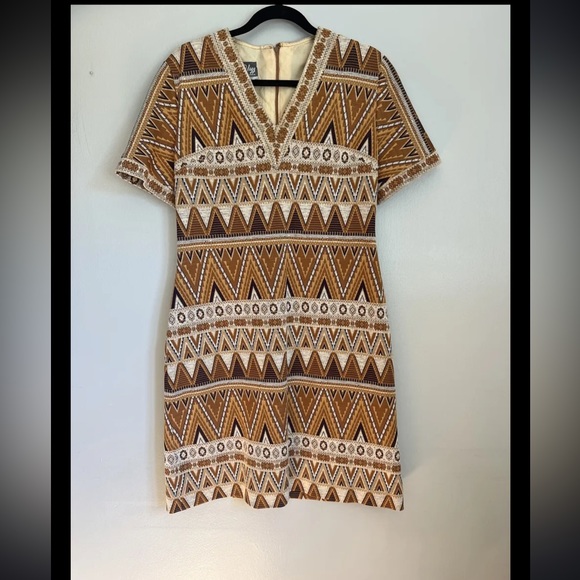 Dresses | Edith Flagg Vintage Yellow Dress Size 81 Geometric Print ...